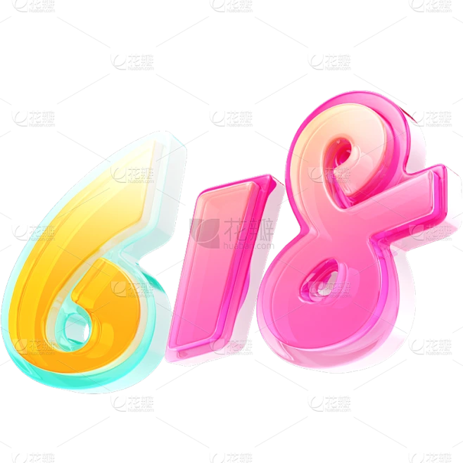 618科技感缤纷3D粗体艺术字素材-花瓣网