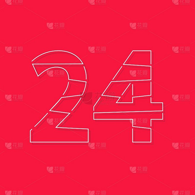 24 font, linear stroke number. Modern trendy, crea
