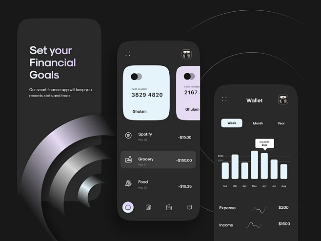 Finance mobile app dark theme android app app app screen design finance ...