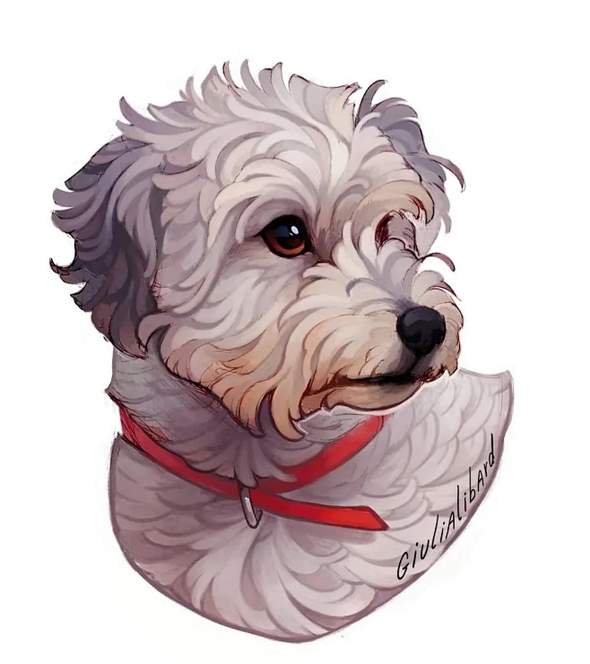 Giulialibard 作品的主题大多是猫狗狮虎等等动物，灵动飘逸的体态，还有对毛发的独特画法，给人软绵蓬松的感觉。-花瓣网