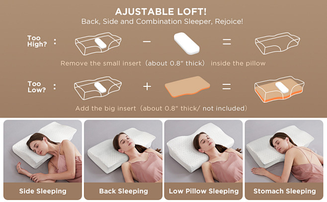 Amazon.com: Groye Adjustable Neck Pillows for Pain Relief Sleeping, Enhanced Ergonomic Contour ...