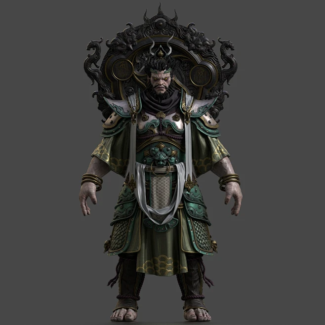 wukong Character Modeling_多闻天王-花瓣网