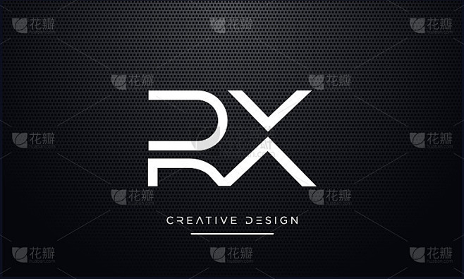 现代抽象字母RX、XR标志设计。最小RX, XR初始基于图标矢量