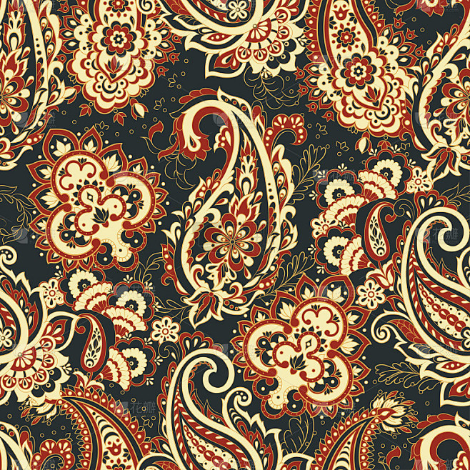vintage paisley pattern in Indian batik style. flo
