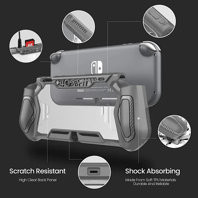 Amazon.com: LeyuSmart 保护套,带高透明钢化玻璃屏幕保护膜,适用于 Nintendo Switch Lite ,灰色: Computers & Accessories-花瓣网