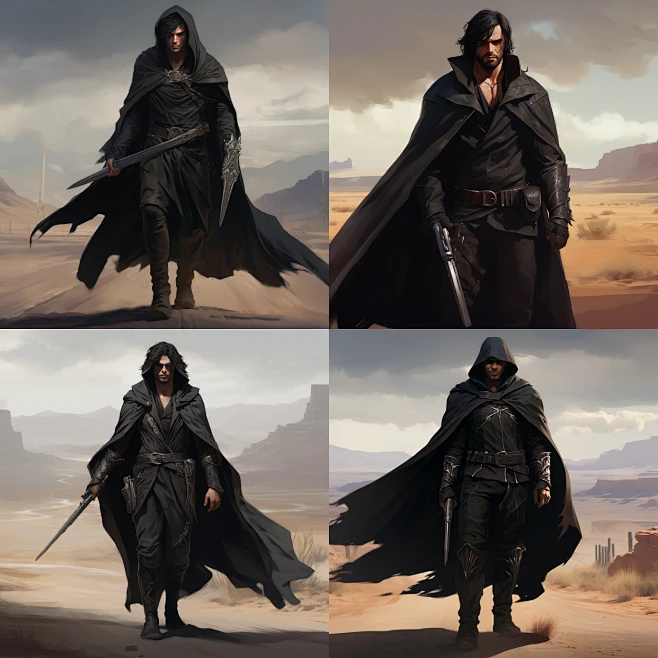 Cyber_D_male_outlaw_dnd_dangerous_scary_black_cloak_holding_a_w ...