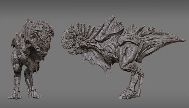 T-Pose views in ZBrush.-花瓣网