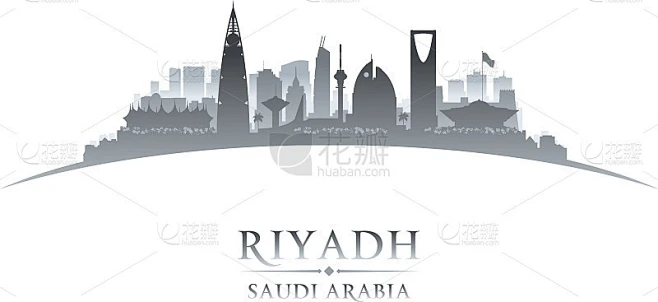 沙特阿拉伯利雅得城市天际线轮廓素材-花瓣网