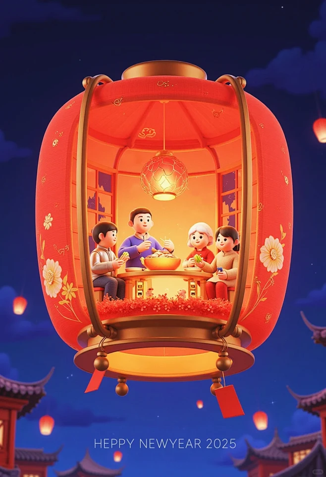 【SD】Flux直出元旦灯笼运营创意 “故乡今夜思千里” 大模型：f1基础 lora：一元/万物皆可3d-花瓣网