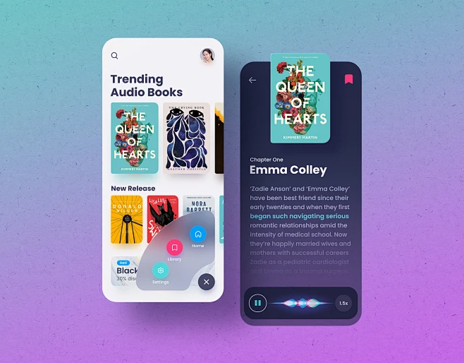 Audio book app UI design concept by SINTHAI on Dribbble-花瓣网