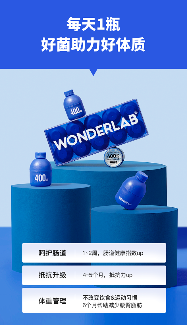 WonderLab益生菌小蓝瓶大人儿童孕妇幼儿调理肠胃便秘冻干粉4盒装-tmall.com天猫