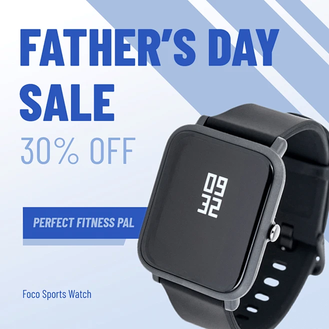 Blue Color Block Fashion Father's Day Sports Watch Promotion Ecommerce Product Image素材-花瓣网