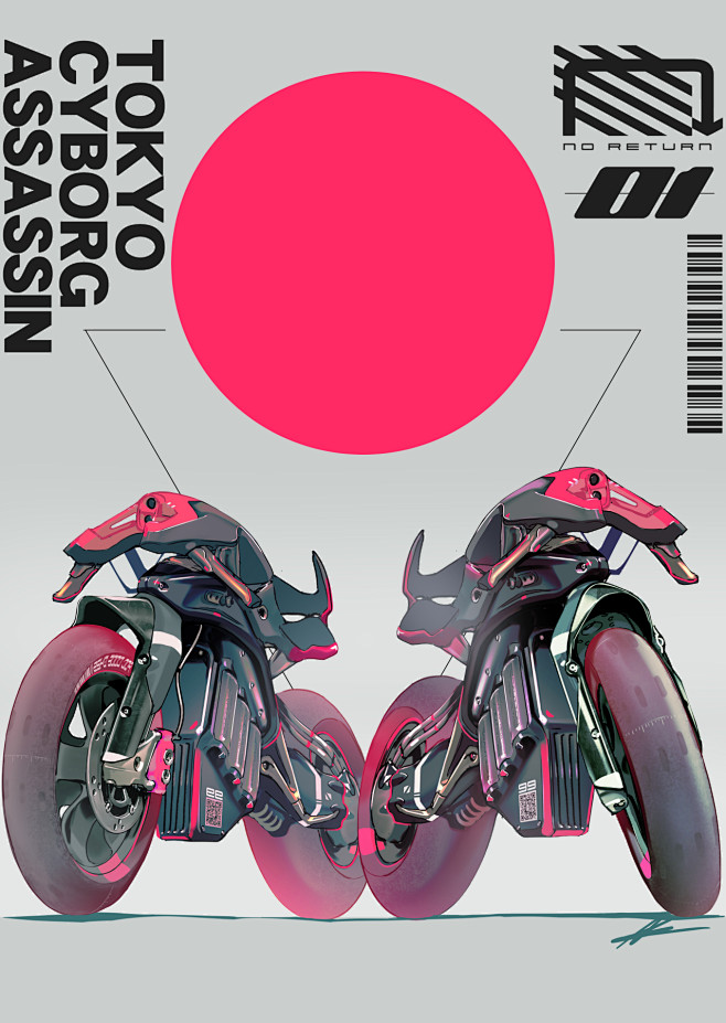 TOKYO CYBORG ASSASSIN，AF KURO 在Pixiv上连载的插画系列节选