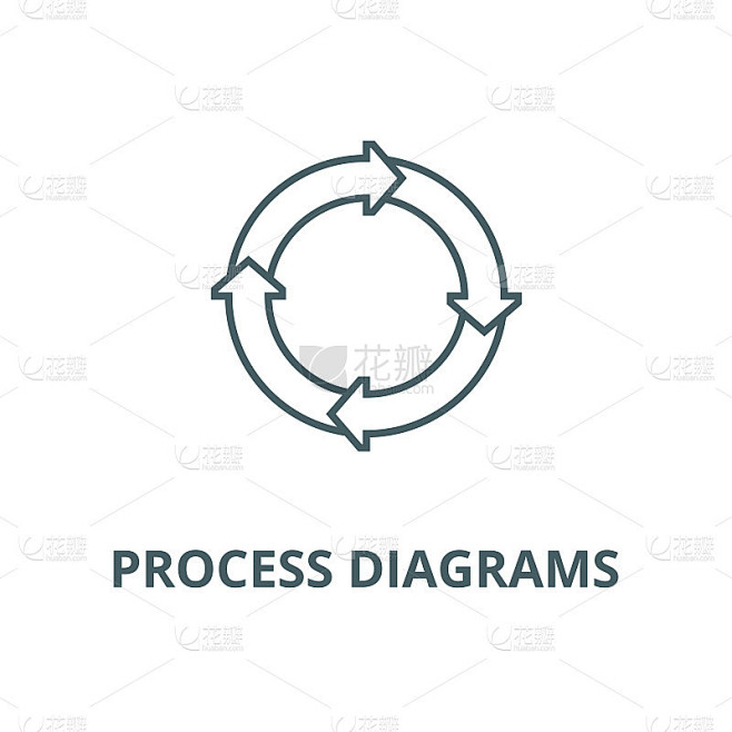 Process diagrams vector line icon, linear concept,