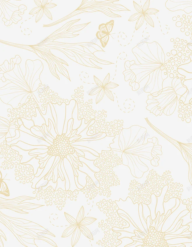 金色花朵叶子底纹png免抠素材_新图网 https://ixintu.com 叶子 底纹 线条 背景 金色-花瓣网