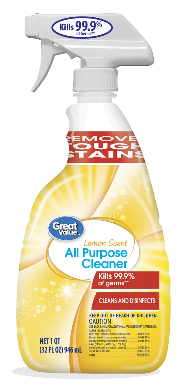 Great Value All Purpose Cleaner, Lemon Scent, 32 fl oz - Walmart.com ...