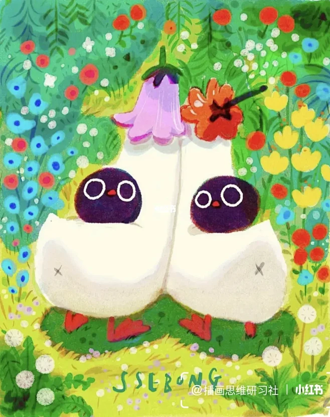插画思维 | 画师ssebong rama的可爱治愈鸭-花瓣网