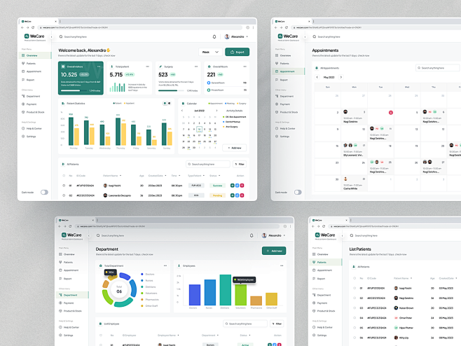 Medical Admin Dashboard Kit - Wecare admin dashboard appointment clinic ...