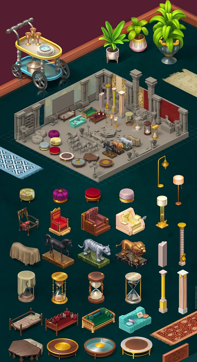 Royal Isometric Sprites and 3D Character – Match 3 Game-花瓣网