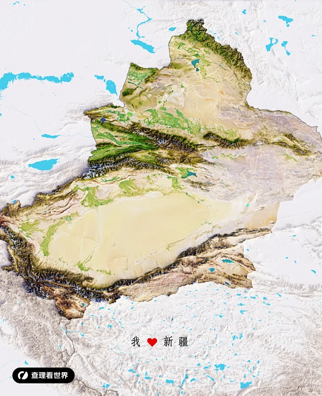 超高分辨率新疆3D渲染地形地图（新版）