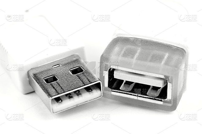 Close-up USB Plug and Female USB Port