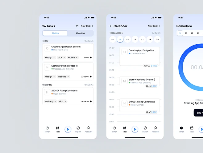 Time Tracker App → Task List-花瓣网