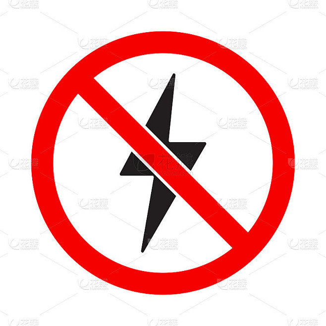 No lightning icon. Prohibited sign, symbol, illust