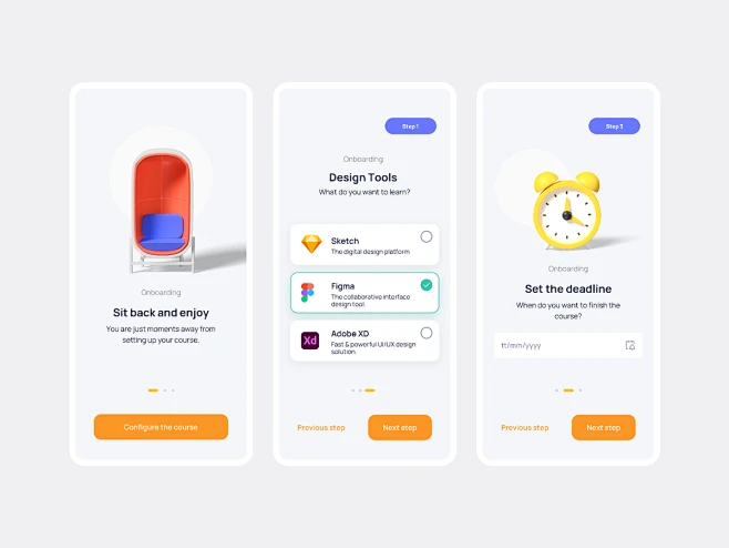 Learning app - onbording 3d illustrations app design course app ...