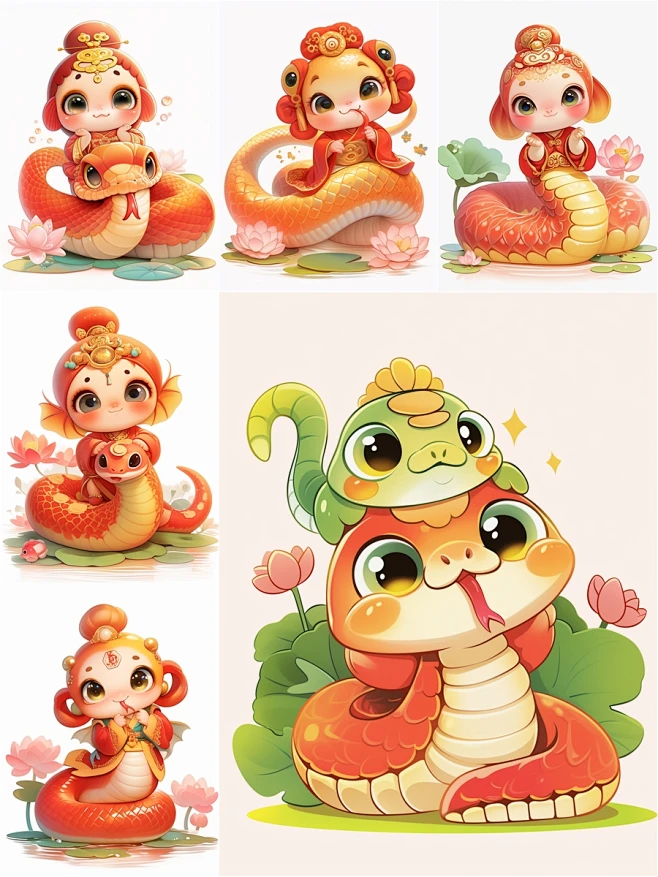 蛇年年画 00607-00615-花瓣网