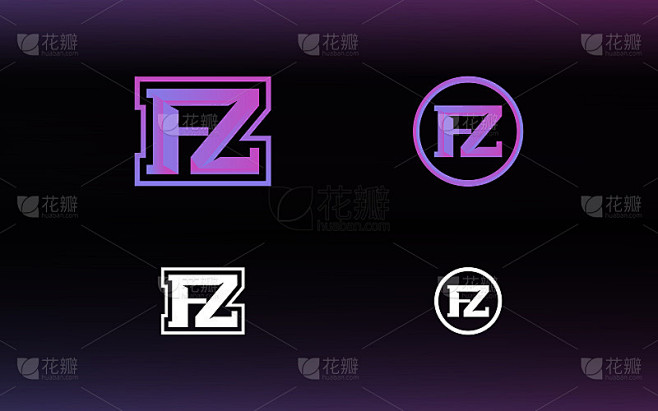 首字母FZ标志，颜色鲜艳，适用于E类运动队等
