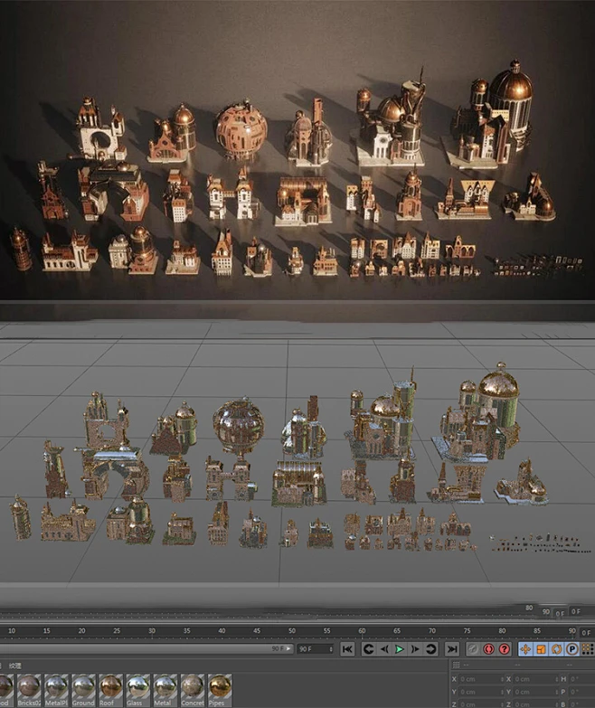 C4D Keyshot蒸汽朋克机械工业复古建筑城堡城市场景 含材质贴图-淘宝网-花瓣网