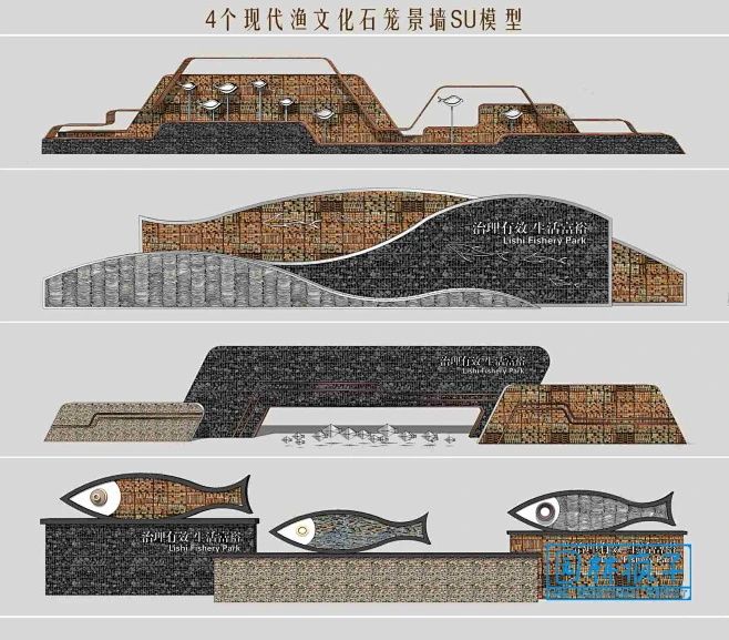 SU305新中式美丽乡村民宿入口景墙文化墙su村庄农耕标识牌小品-淘宝网-花瓣网