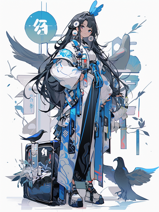 AI二次元插画人物素材 赛博卡通角色概念设定 游戏原画设计参考-淘宝网