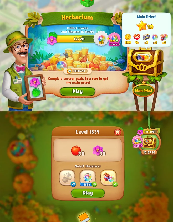 cartoon gardenscapes playrix UI user interface-花瓣网