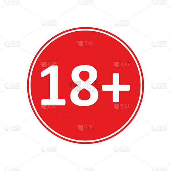 RED color eighteen plus icon vector eps10. Age lim