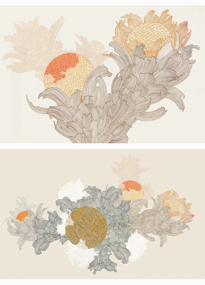 artwork botany design Drawing hotel deisgn pattern plant art plants ...