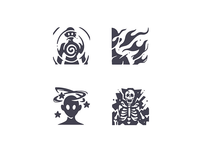 Abnormal Status RPG icons abnormal burn electric game glyph hypnotize ...