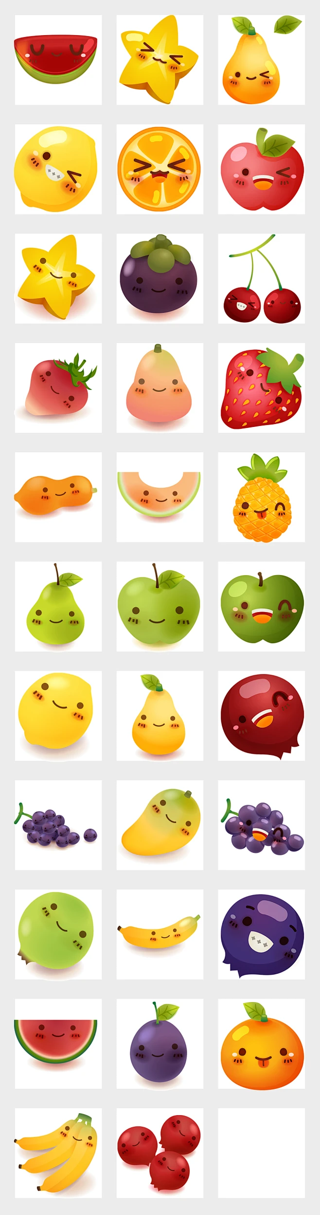 可爱卡通Q版水果PNG素材-花瓣网