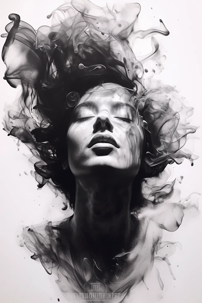 Fluid forms of a cosmic entity in the style of James Nares, intense ...