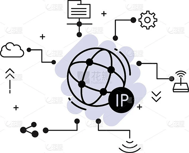 互联网协议地址概念，粘性动态IP矢量图形图标设计，云计算和Web托管服务符号，IPv4和IPv6股票素材-花瓣网