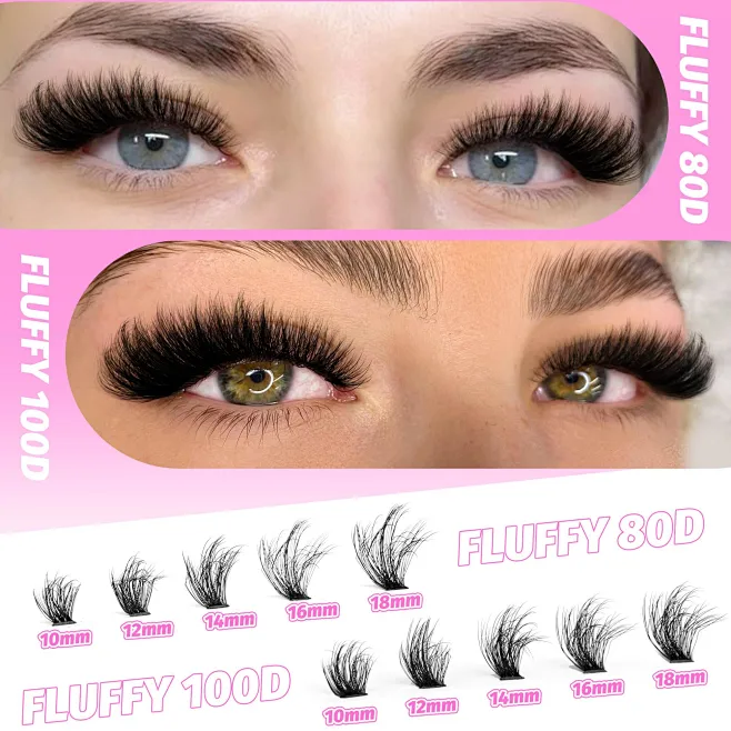 Amazon.com: Eefofnn Fluffy Lash Extension Kit D Curl Lash Clusters Kit ...
