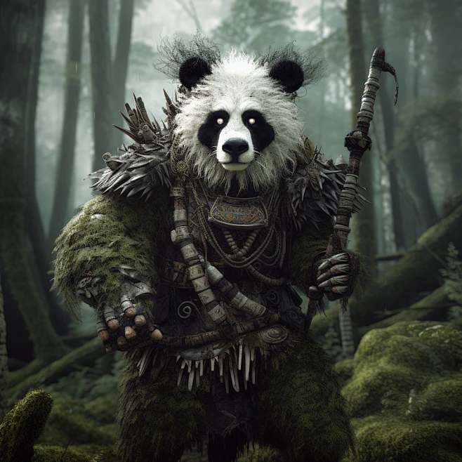 lalexander_A_fierce_Panda_man_in_the_forest_C4D_OC_renderer_ful ...