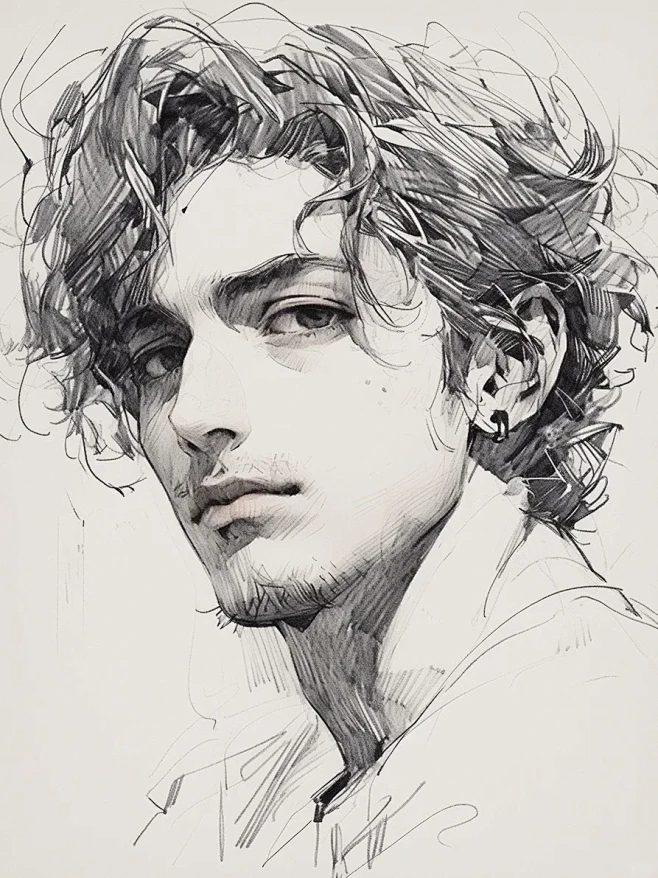 头像线稿素材｜临摹练习09-花瓣网