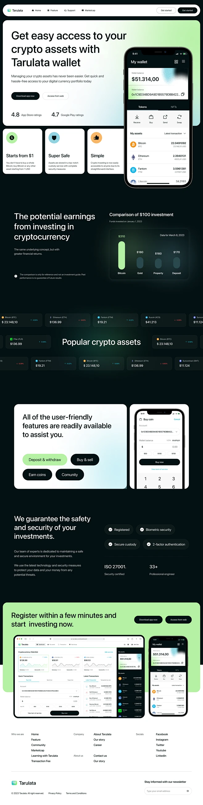 Tarulata - Crypto Wallet Landing Page by Syahrul Falah for Vektora on ...