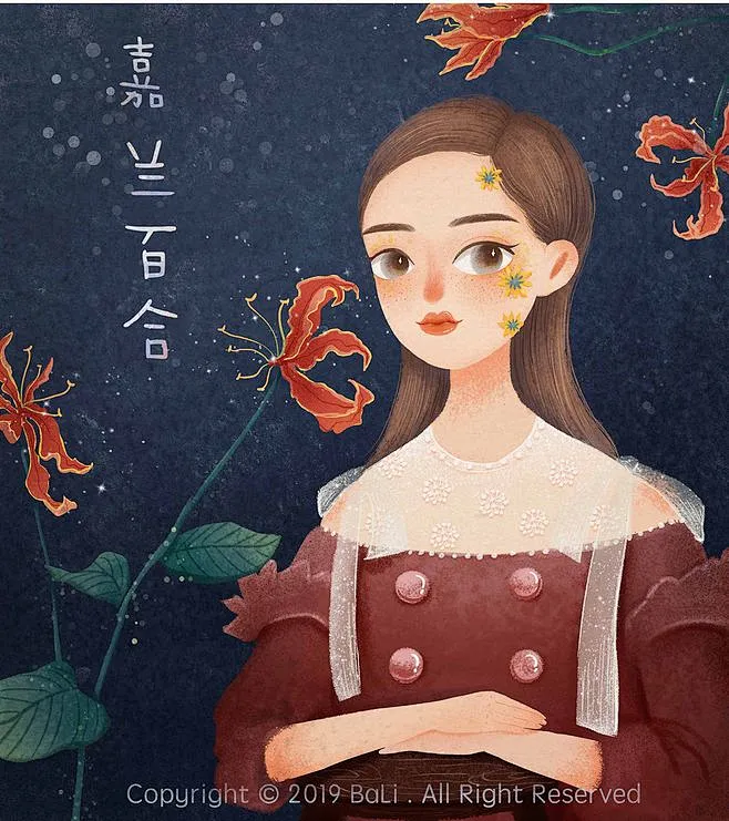 #红系小姐姐插画_文青晴_68Design-花瓣网