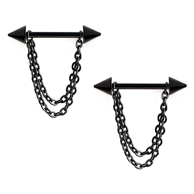 Amazon.com: Ruifan Surgical Steel Chain Dangle Nipple Shield Rings ...