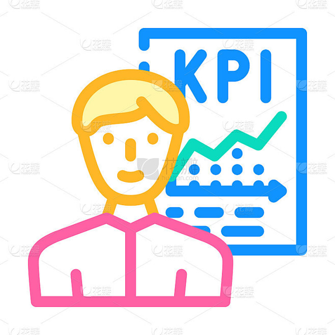 Kpi卖家颜色图标矢量插图
