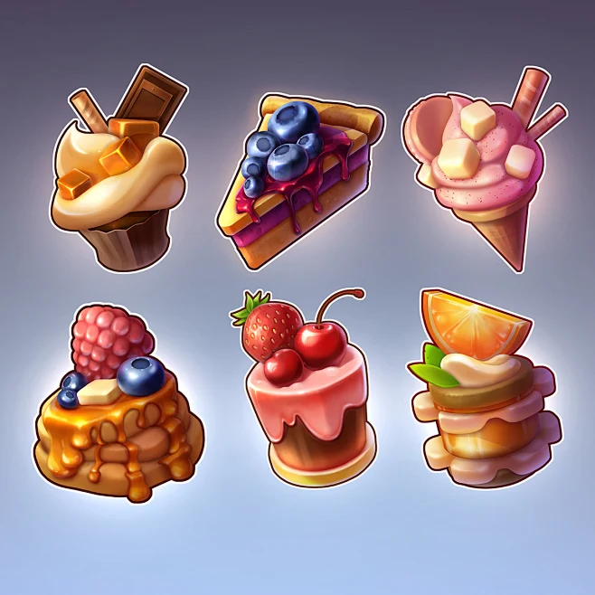 2D art cake CG dessert Digital Art food illustration Game Art Icon ...