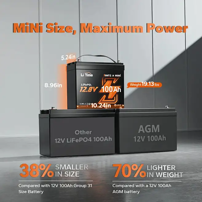 small size, high energy of litime 12v 100ah mini lifepo4 lithium ...