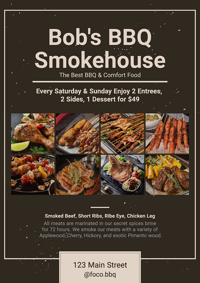Barbecue Smokehouse Propaganda Commercial Use Flyer素材-花瓣网